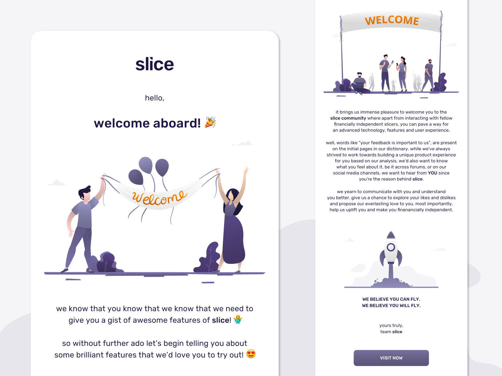 Welcome Email Designs for Slice by Vananidhi Kalkur for Slice Team on ...