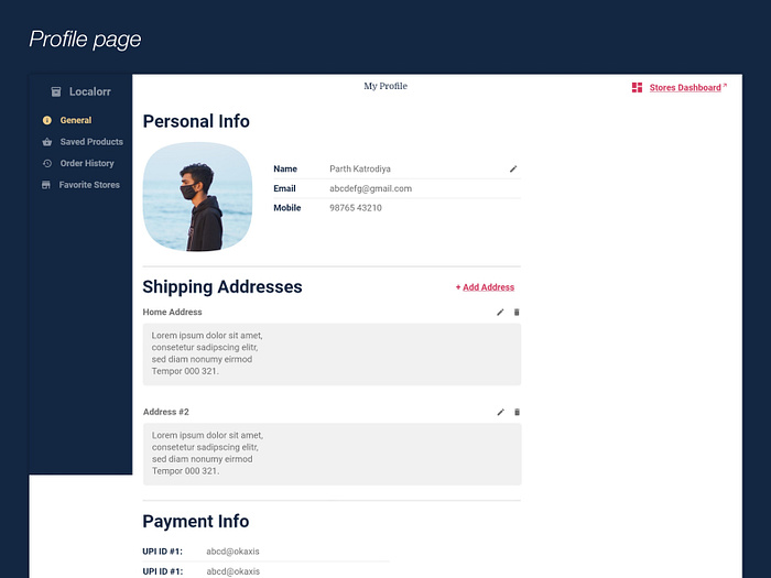 Profile page by Parth Katrodiya on Dribbble