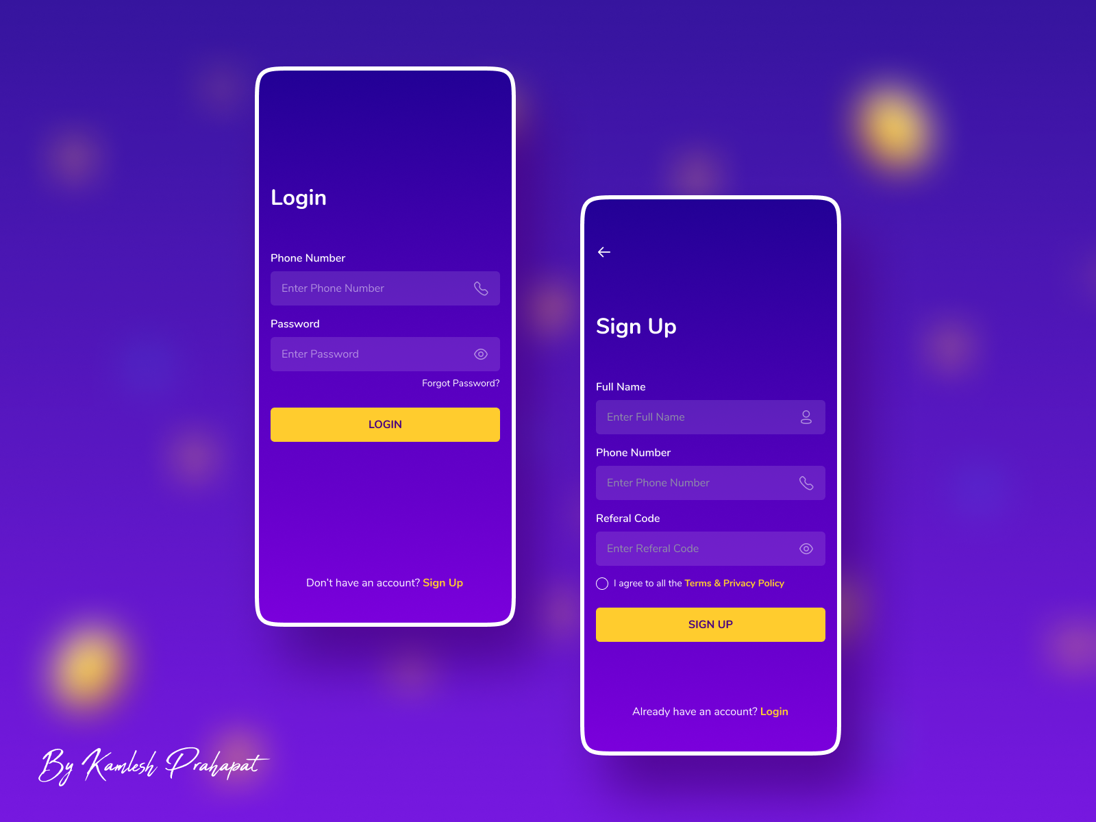 Reward App Login & Signup Screens by Kamlesh Prajapat on Dribbble