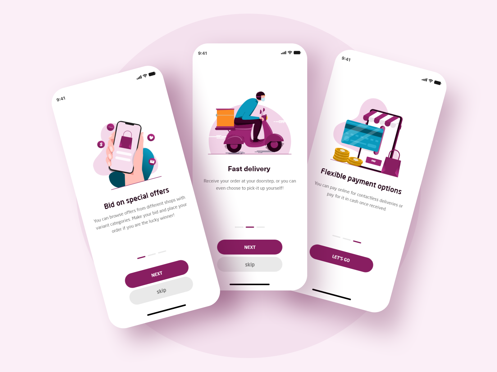 Auction intro screens by Terkwaz Business Solutions on Dribbble