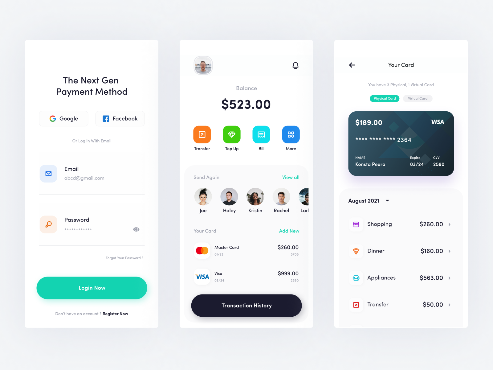 E - Wallet Mobile App UI by JAYDIP SAKHIYA on Dribbble