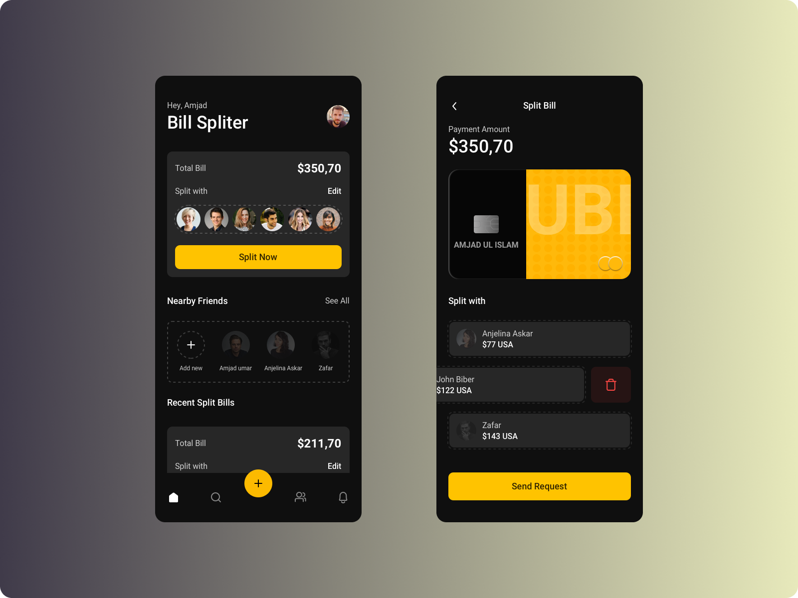 Bill Spliter App Ui design by Sunil Kumar on Dribbble