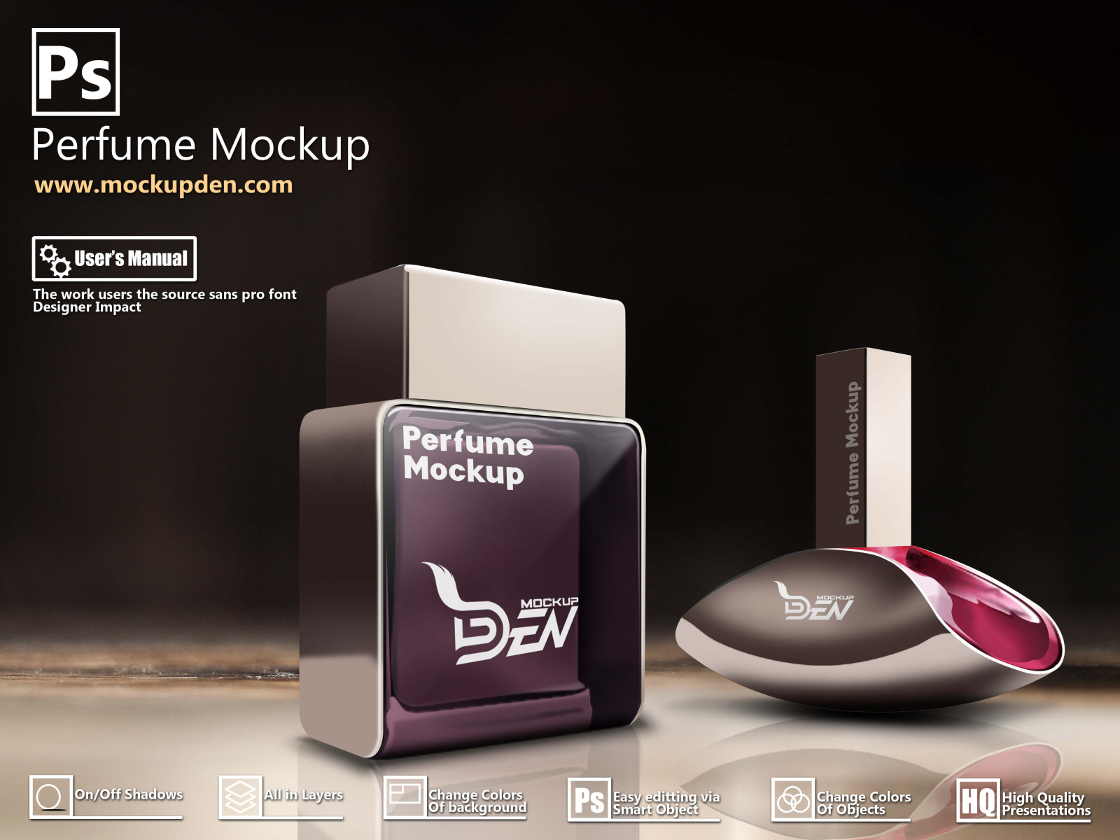 Free Photorealistic Perfume Mockup | PSD Template Design by Mockup Den ...