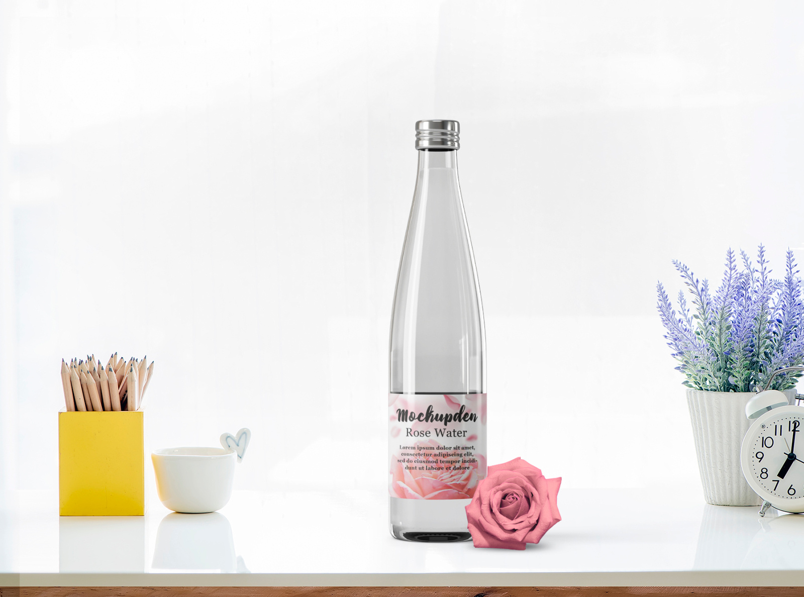 Free Rose Water Bottle Mockup PSD Template by Mockup Den on Dribbble