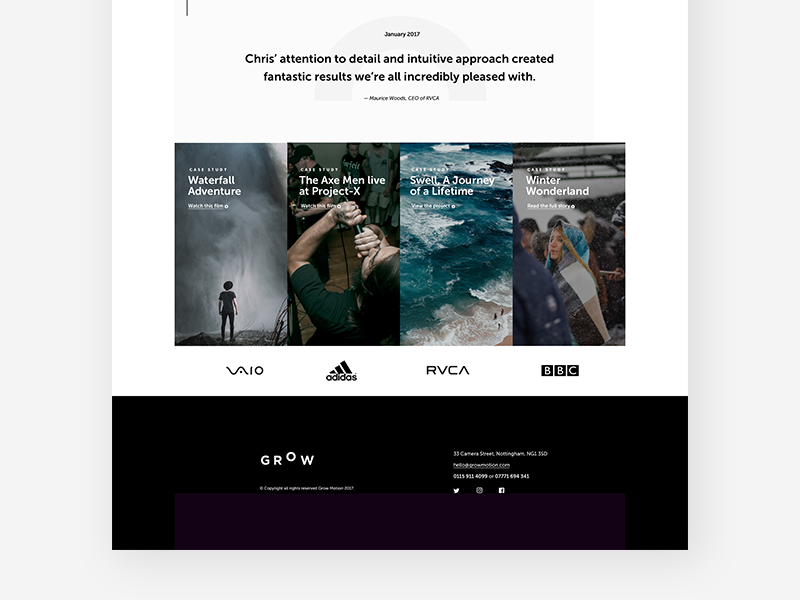Grow case study and footer detail by Christopher Bailey on Dribbble
