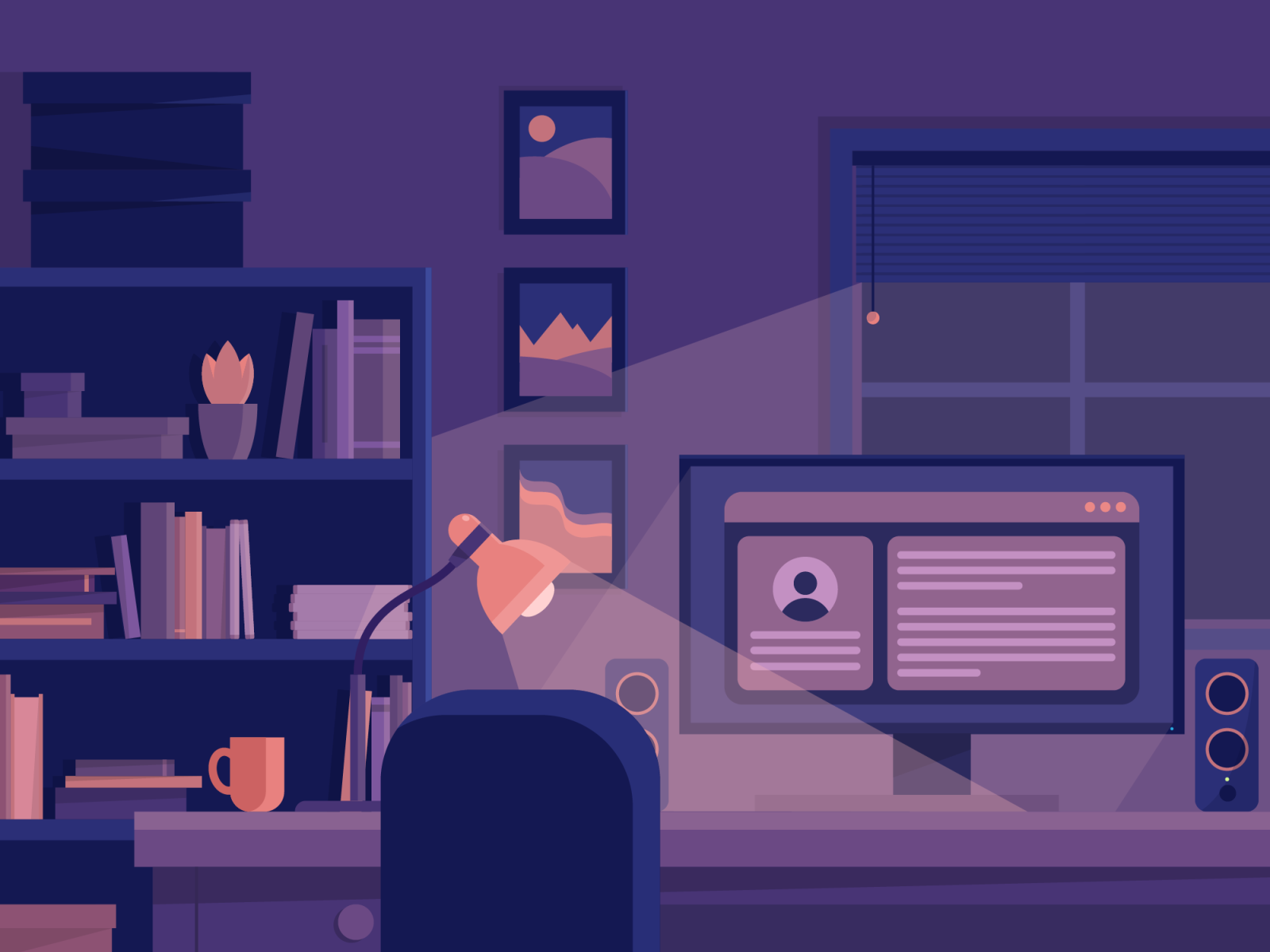 An Illustrator's Desk At Night by Martine Pulvenis on Dribbble