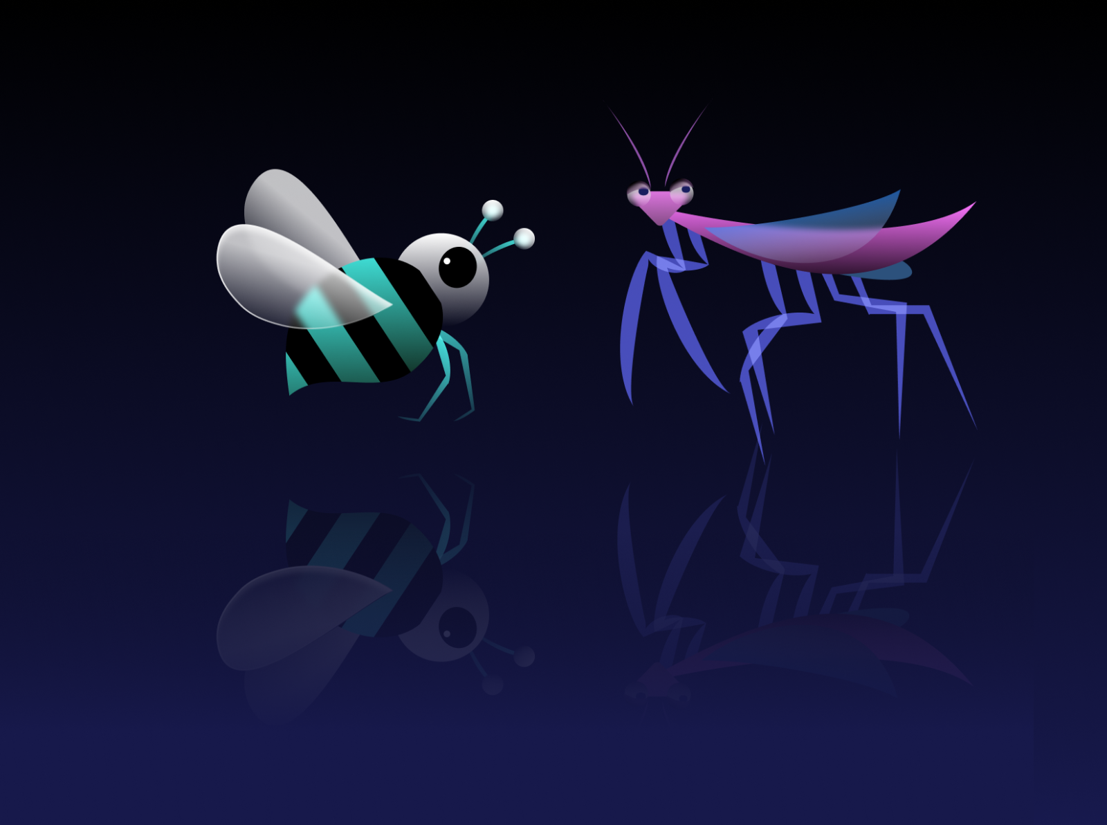 Bee vs Mantis by Tomoko Sugiyama on Dribbble
