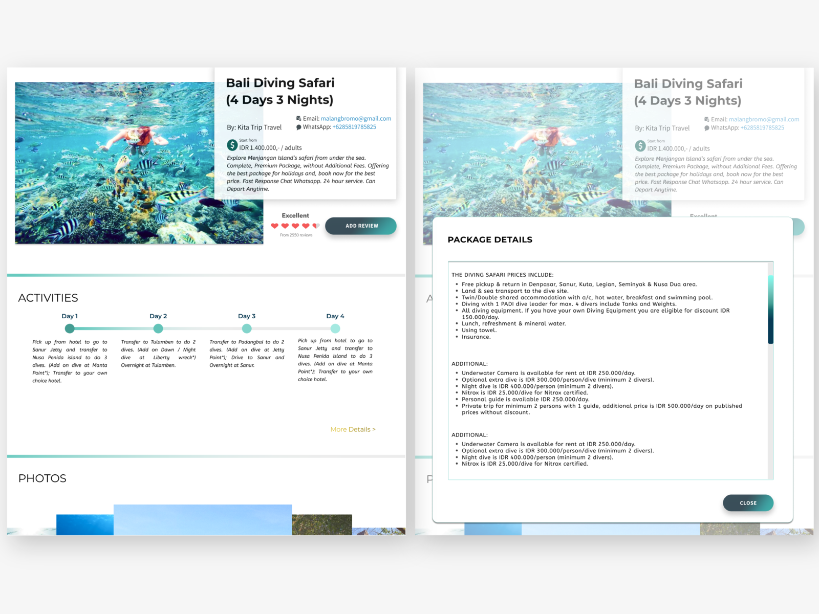 Tourism Website - Activities, More Detail by Deana Almira Putri on Dribbble