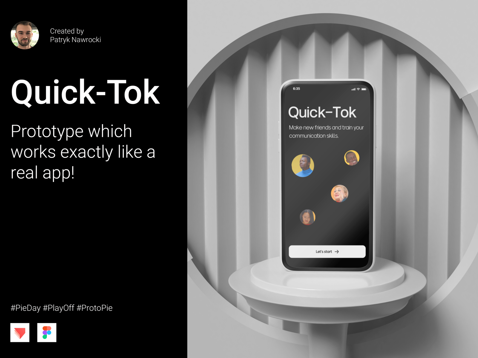 Quick-Tok | Prototype which works exactly like a real app! by Patryk Nawrocki on Dribbble