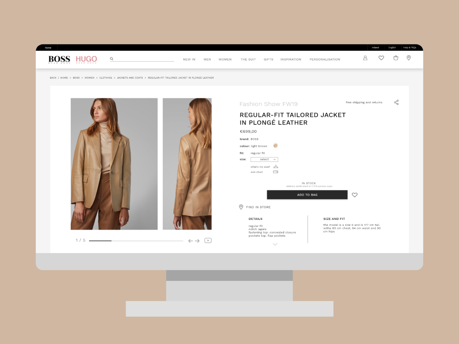 Redesign of HUGO BOSS product page by Sara Dre on Dribbble