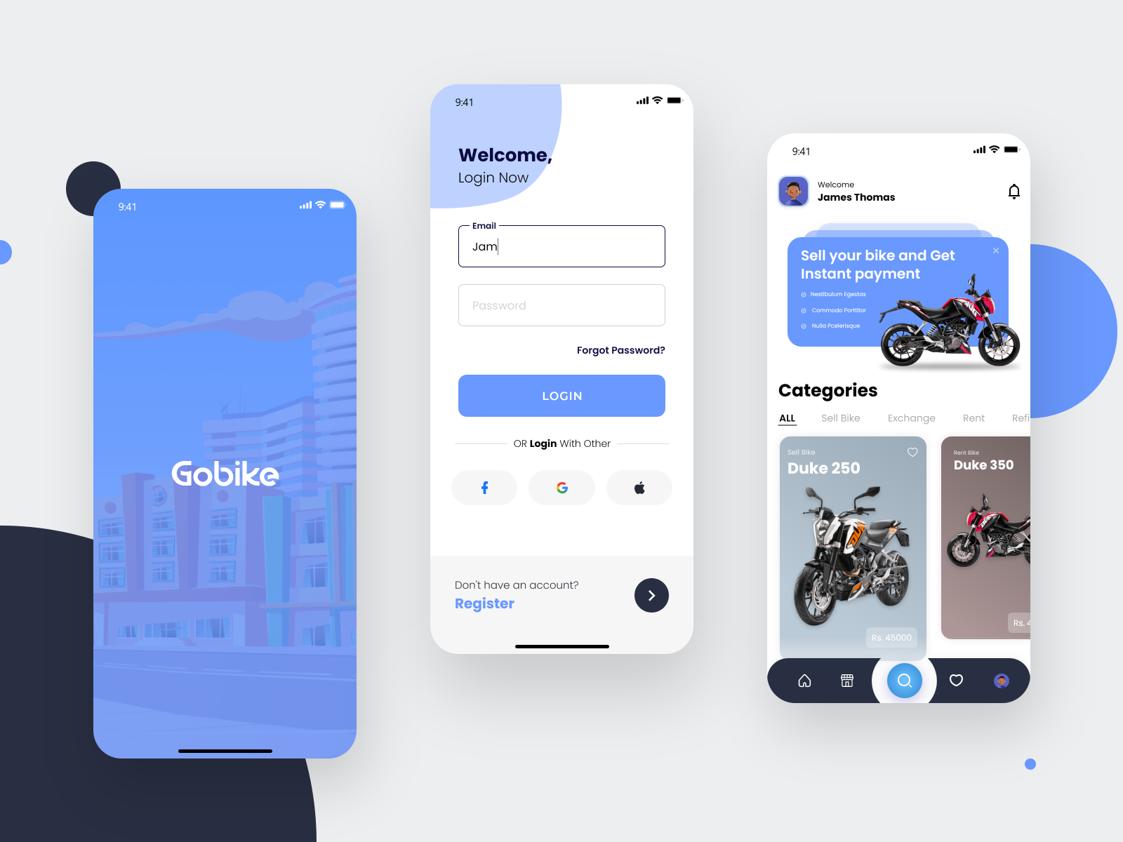 Gobike App by thisuix on Dribbble