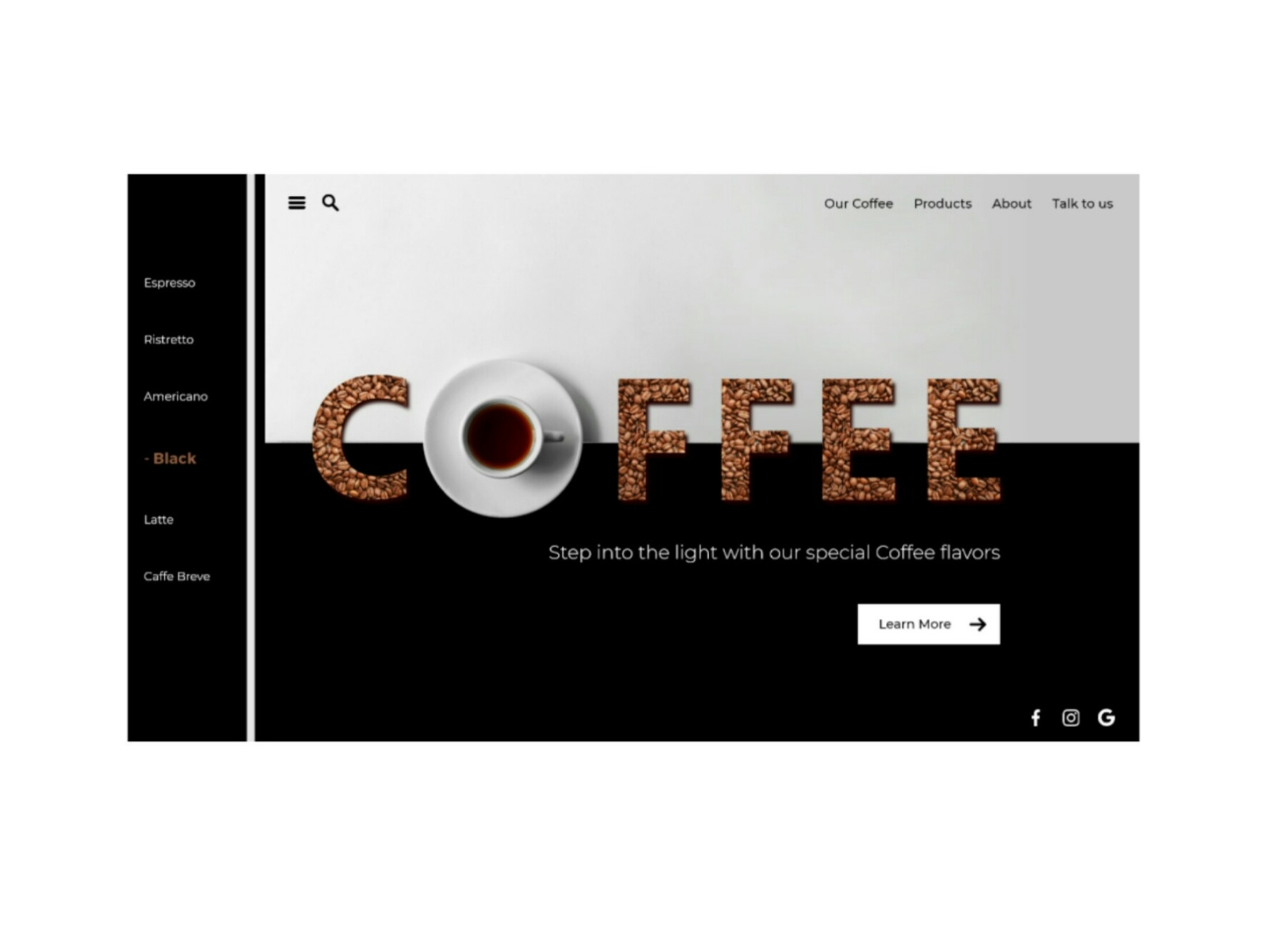 Coffee Landing page by Bhawana Chitara on Dribbble