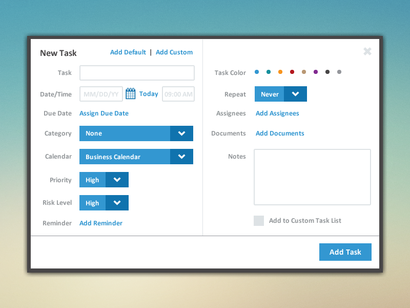 Create Task Widget by Kristina Yu on Dribbble