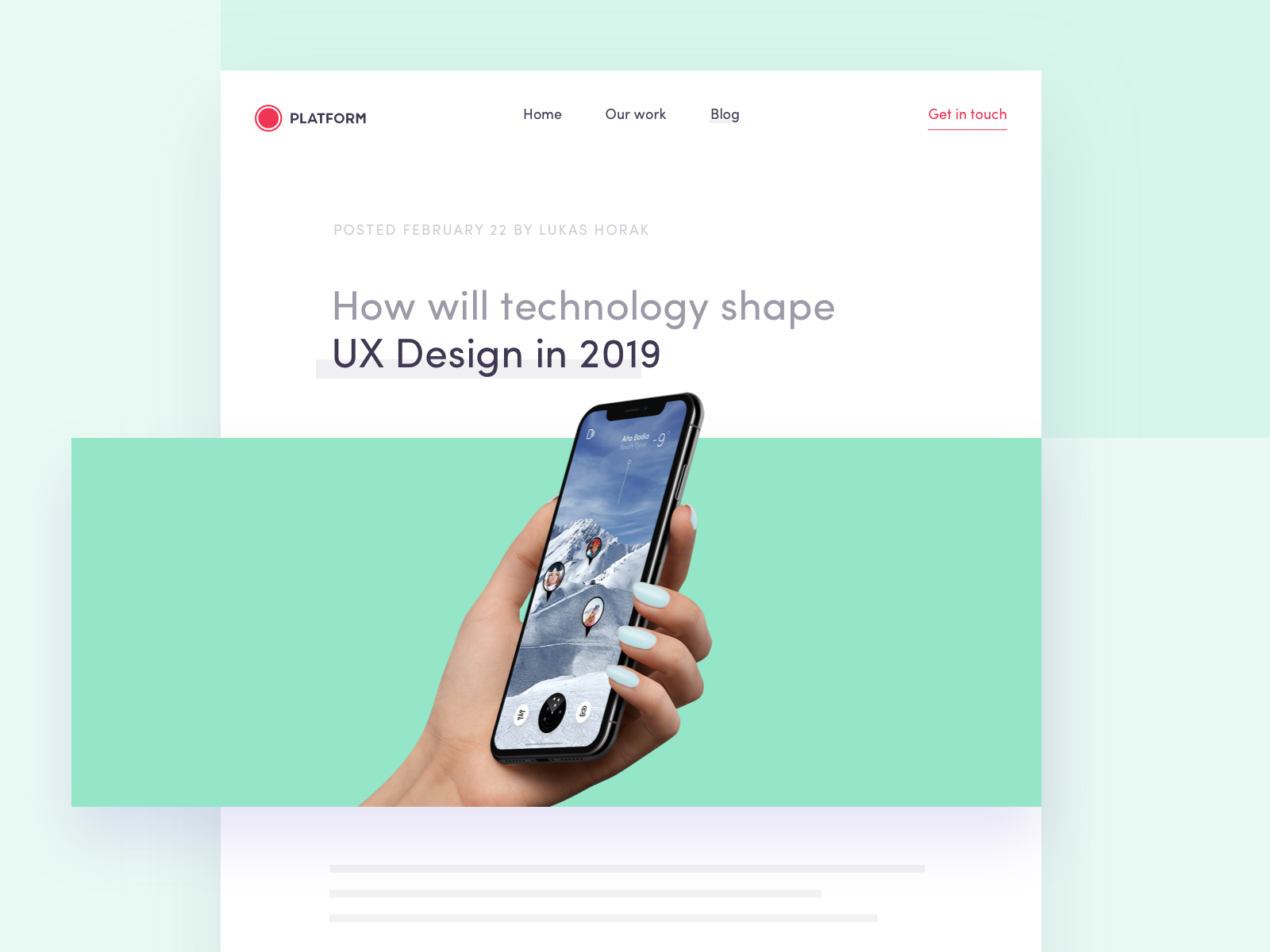 Blog: How will technology shape UX Design in 2019 by PLATFORM on Dribbble