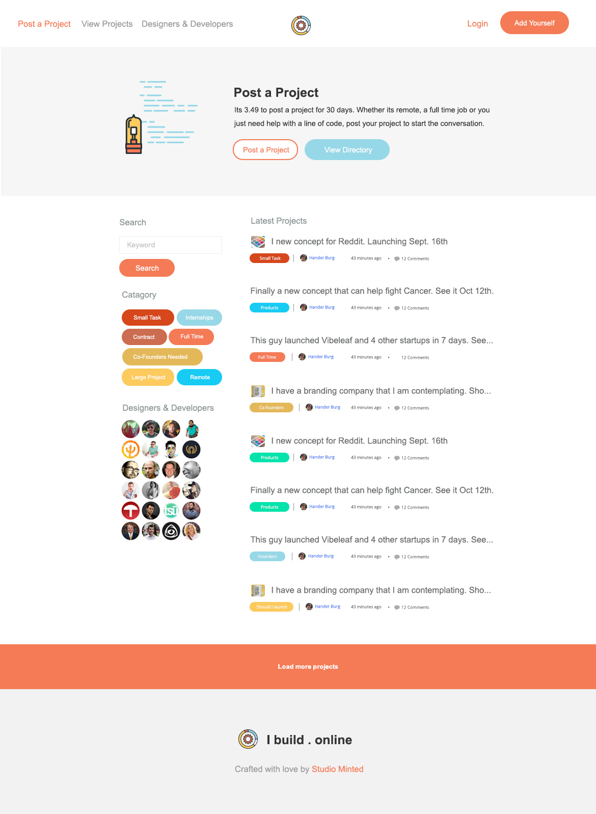 I Build Online Project Posting by Tayler Freund on Dribbble