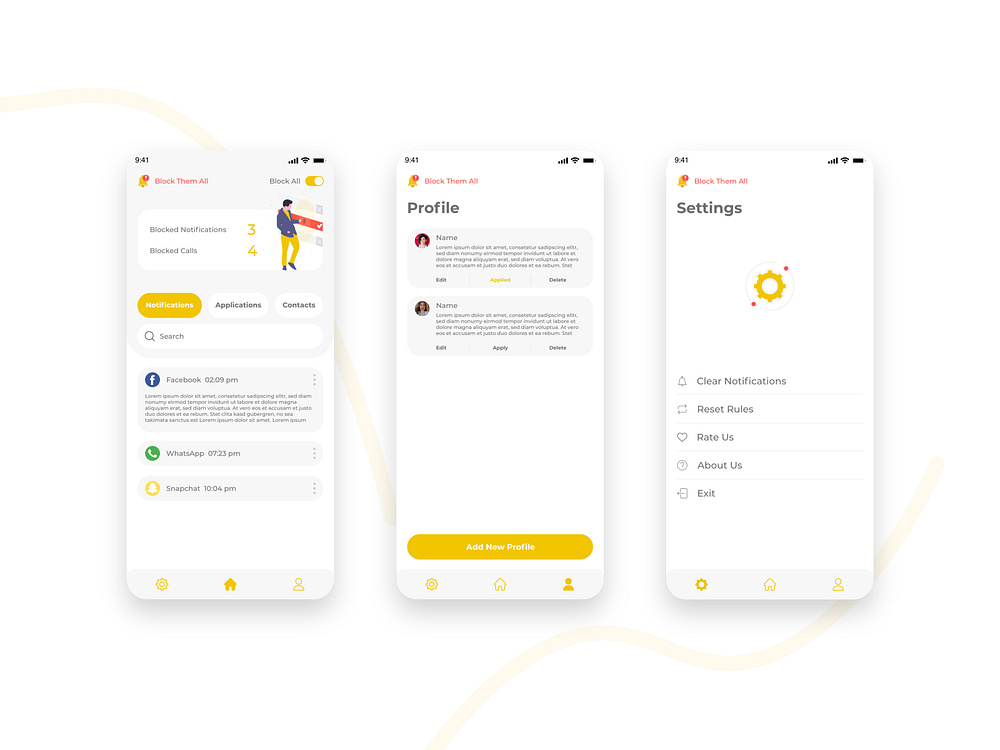 Notification Block App by Haziq Naeem on Dribbble