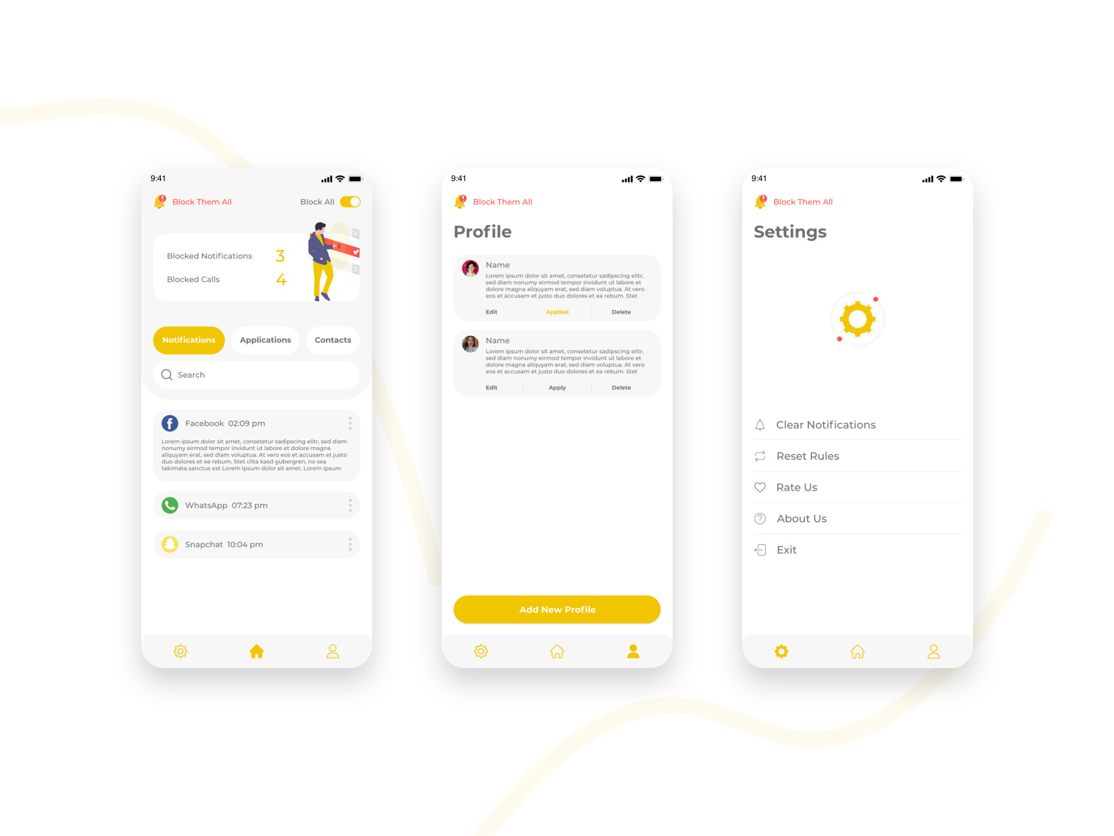 Notification Block App by Haziq Naeem on Dribbble