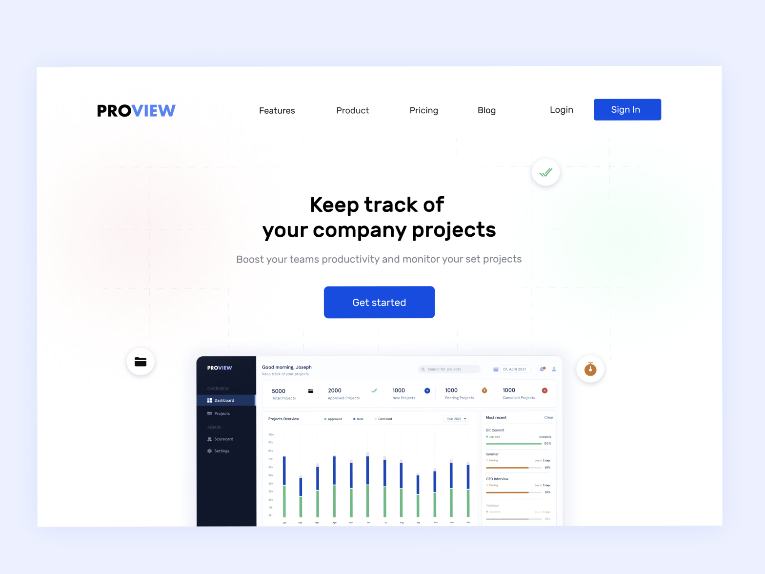 Project tracking app landing page by Anthonia Essiet on Dribbble