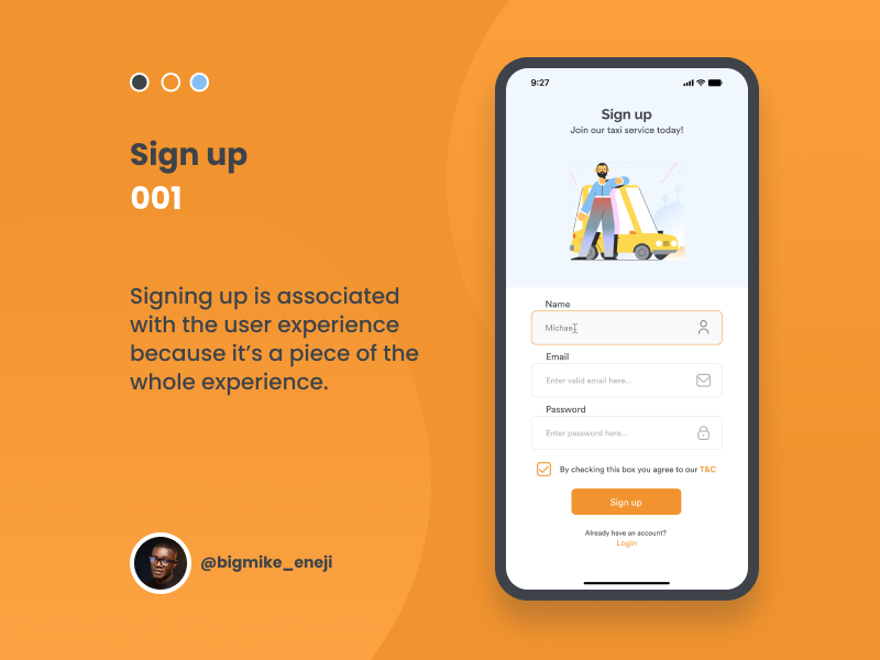 Sign up screen UI design by Michael Eneji on Dribbble