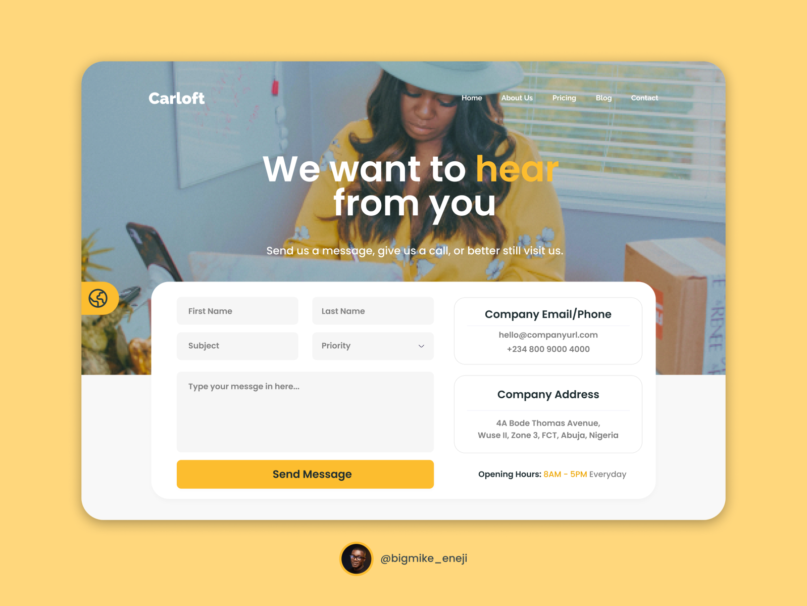 Contact Us UI - 028 by Michael Eneji on Dribbble