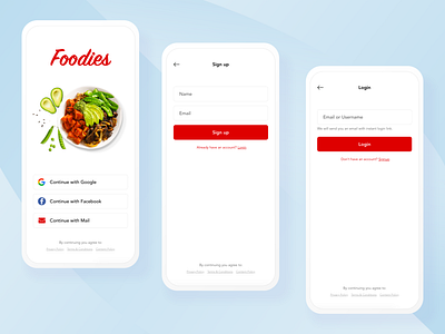Food App - Sign Up and Login by prabhsng on Dribbble