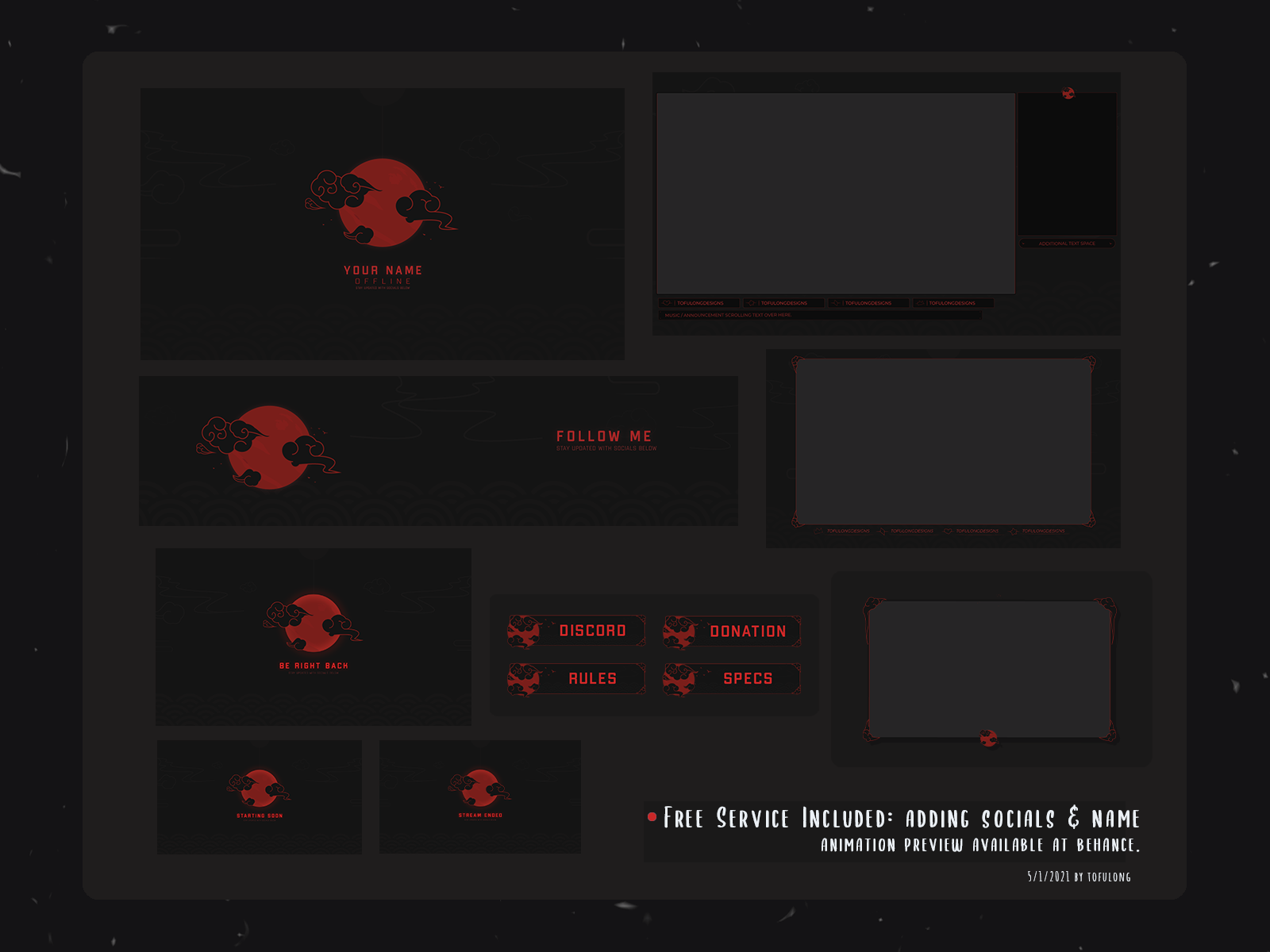 Akatsuki Japanese Clouds Twitch Overlay by TofuLong on Dribbble