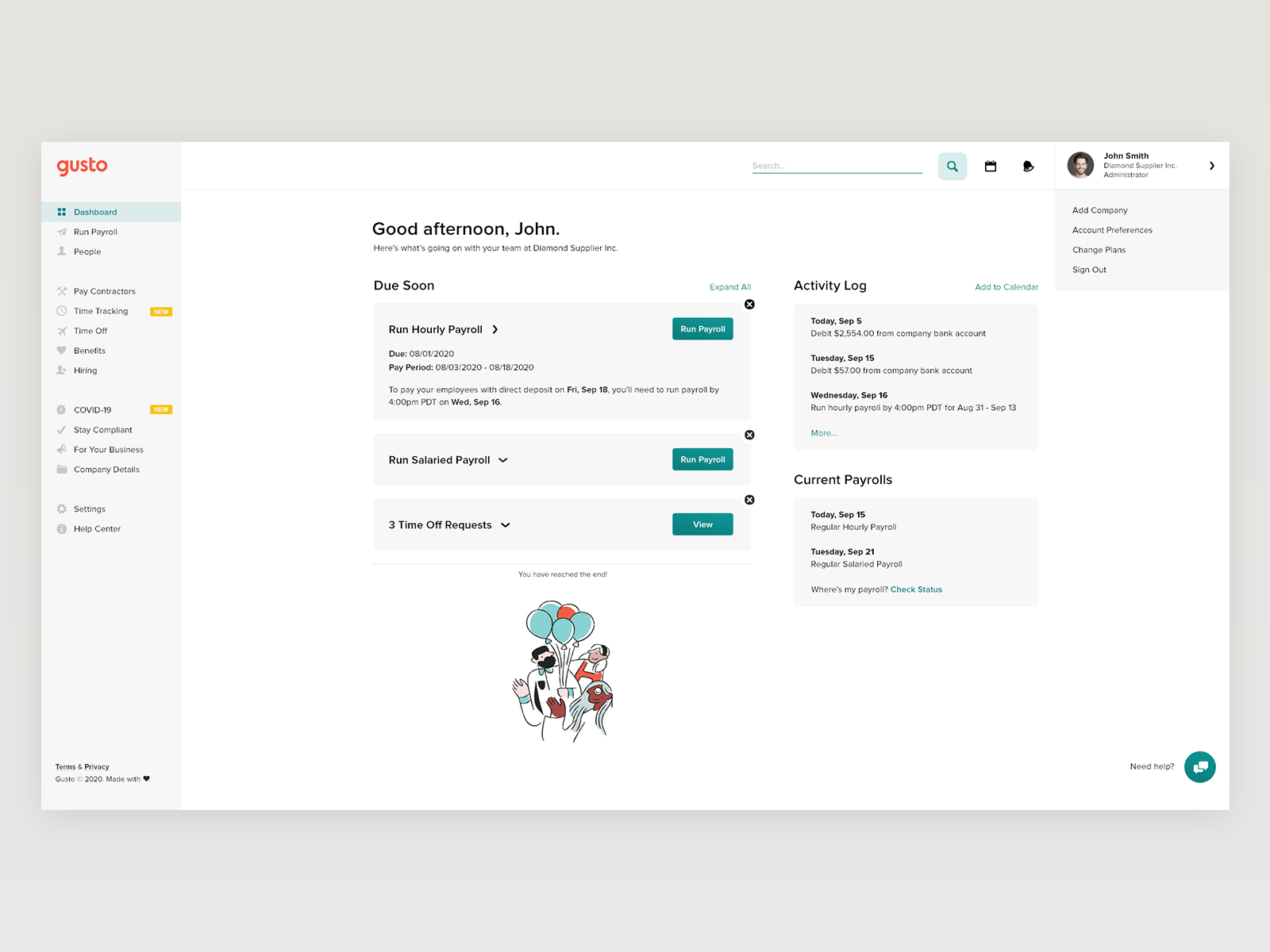 Gusto Dashboard Exploration by Dan Song on Dribbble