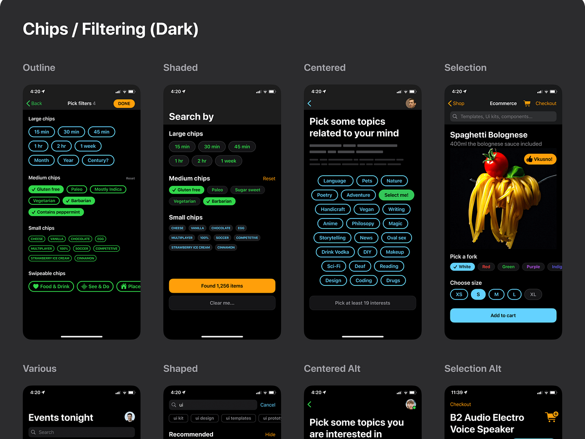 Figma iOS kit - Chips UI design by Roman Kamushken for Setproduct on Dribbble