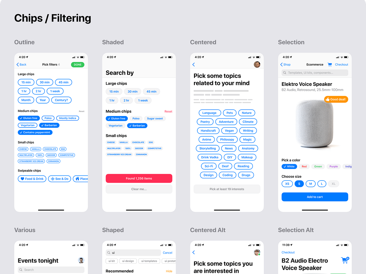 Figma iOS kit - Chips UI design by Roman Kamushken for Setproduct on ...