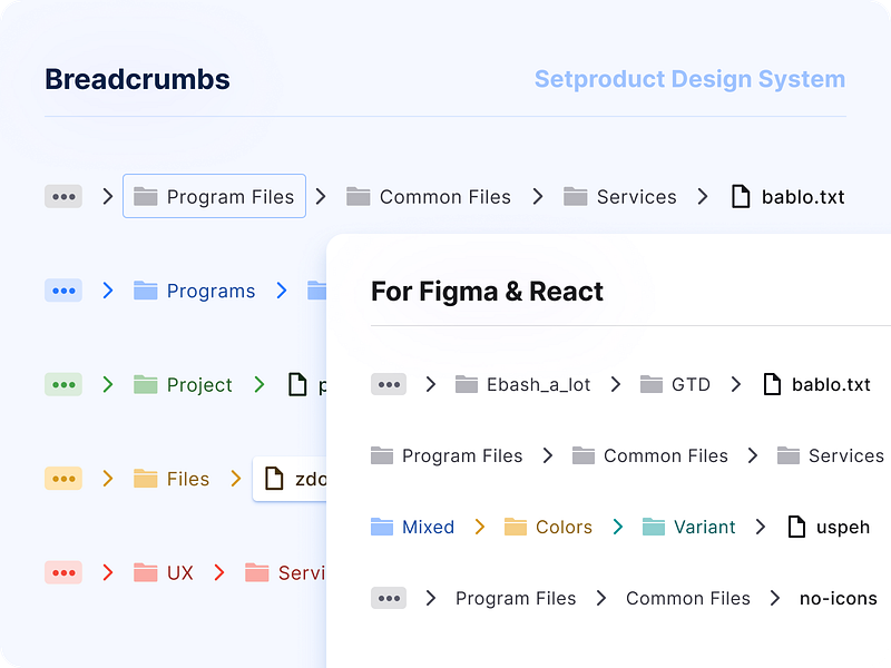 Breadcrumbs UI design component - React UI kit for Figma by Roman ...