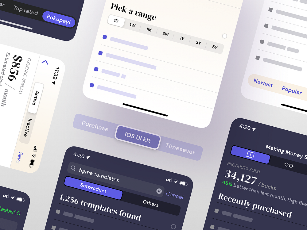Figma iOS mobile app kit - Segmented controls UI design by Roman ...