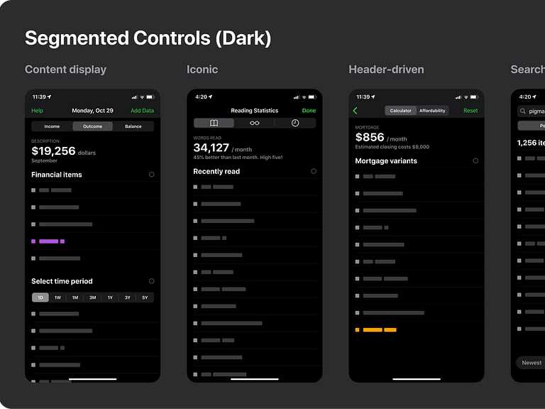 Figma iOS mobile app kit - Segmented controls UI design by Roman ...