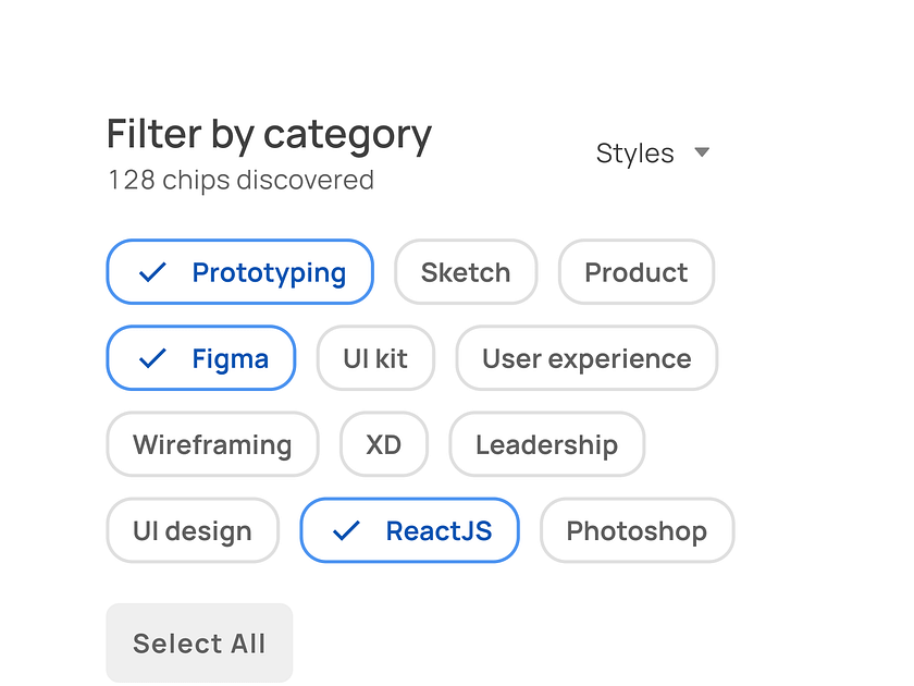 Chips selection for filters UI design in Figma by Roman Kamushken for ...