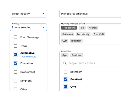 Material X design system UI kit - Figma Multiselect by Roman Kamushken ...