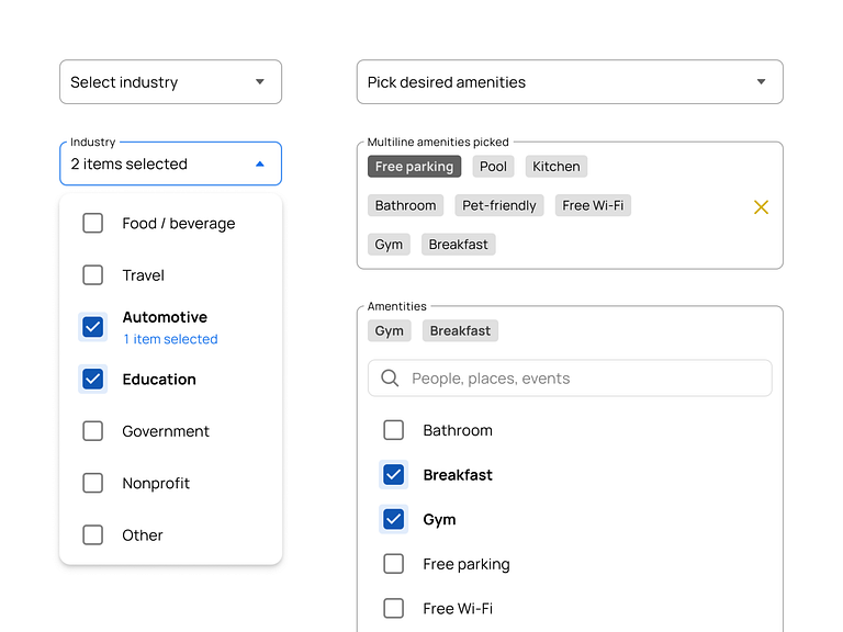 Material X design system UI kit - Figma Multiselect by Roman Kamushken ...