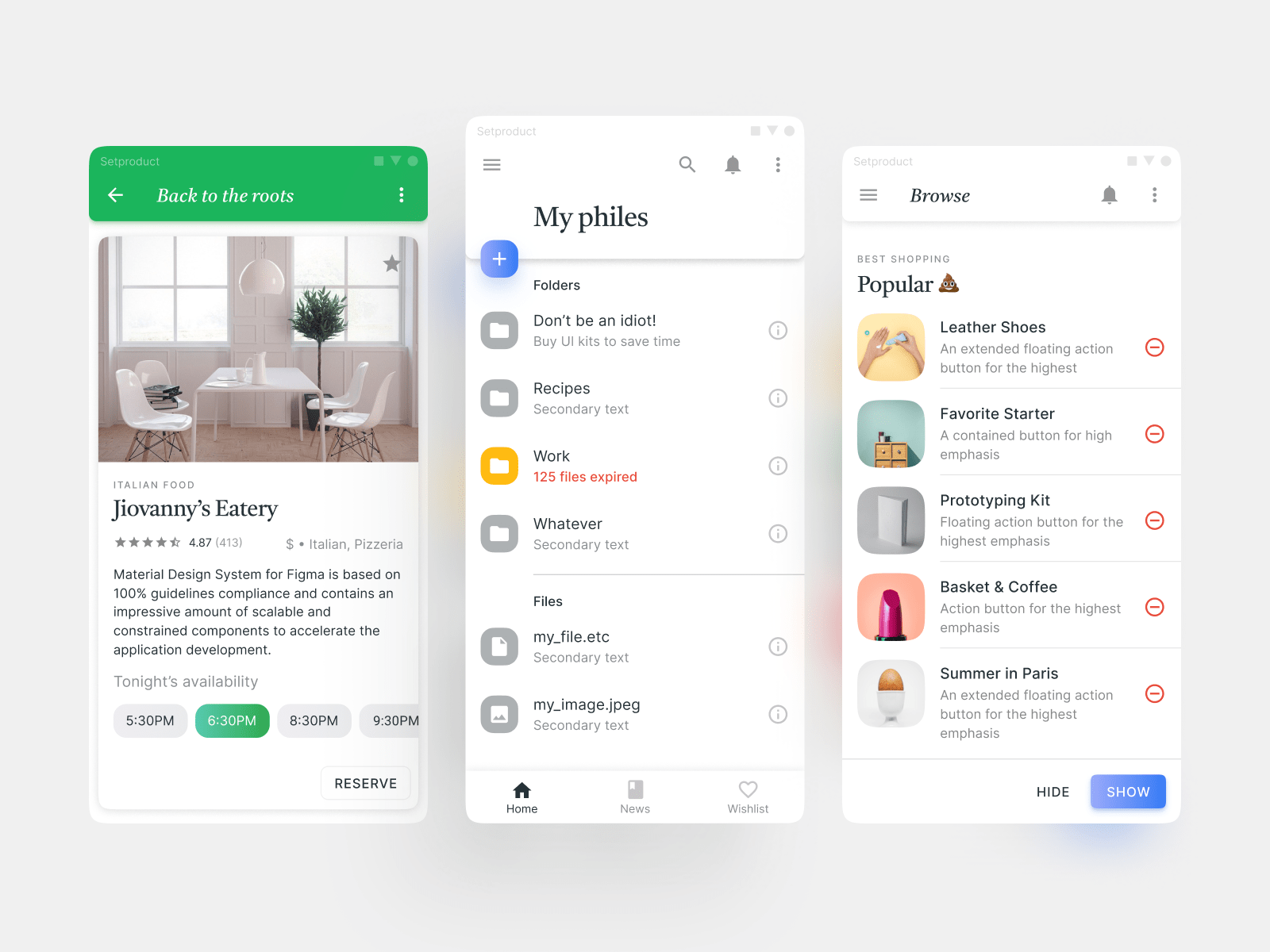 Material design UI kit - Figma mobile templates by Roman Kamushken for ...