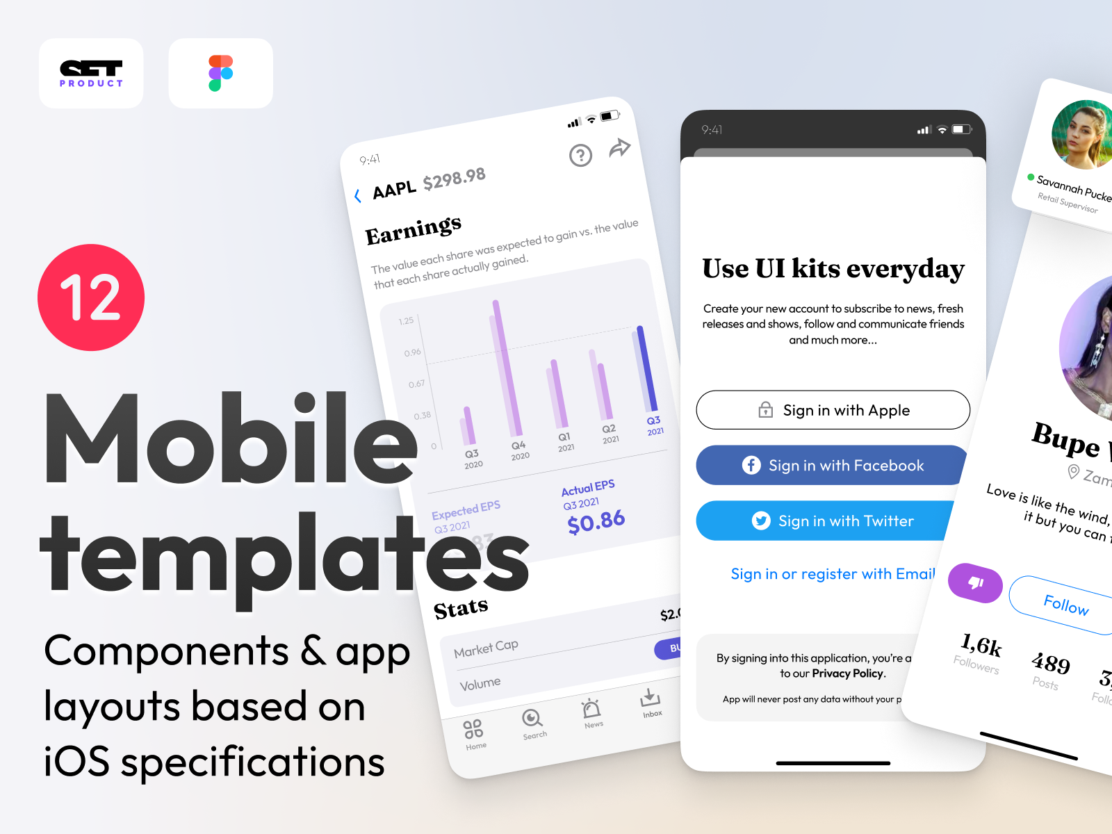 Mobile UI kit for Figma 📱 App templates by Roman Kamushken for ...