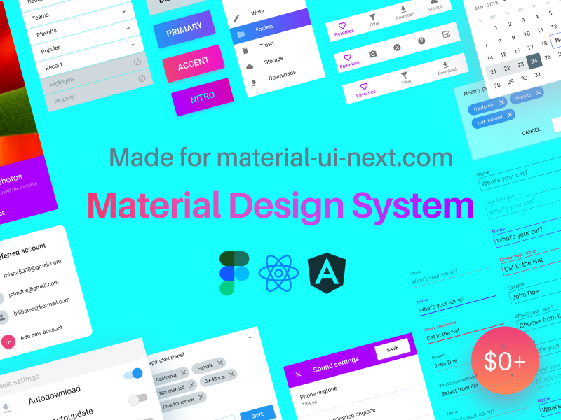 React Material UI kit by Roman Kamushken on Dribbble