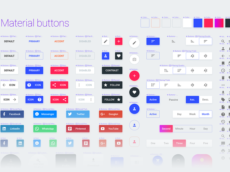 Material Design Buttons UI by Roman Kamushken on Dribbble