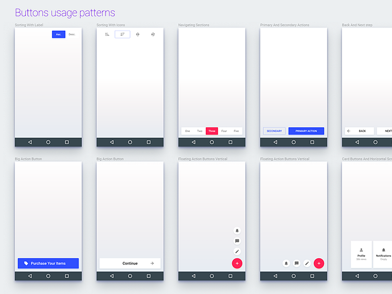 Material Design Buttons UI by Roman Kamushken on Dribbble