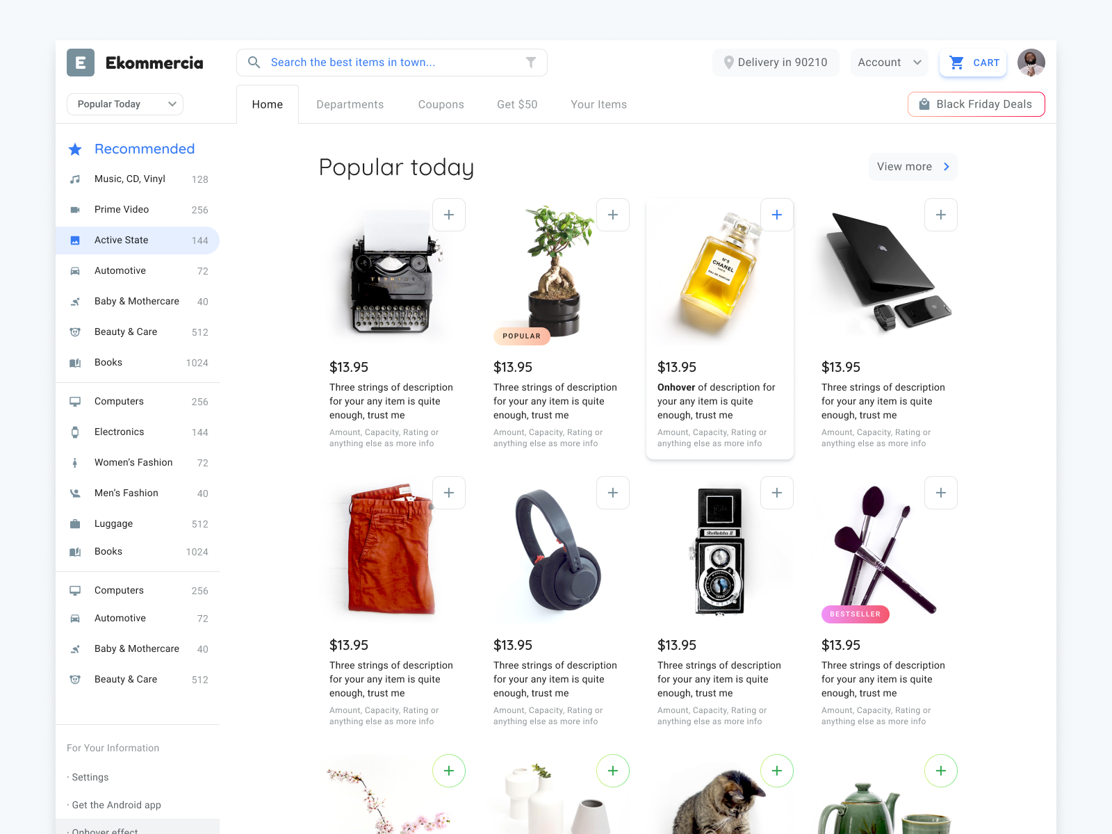 Material Desktop Ecommerce Template by Roman Kamushken on Dribbble