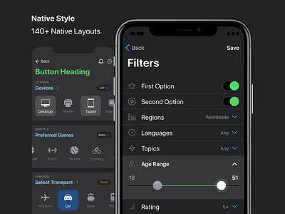 iOS dark theme UI kit by Roman Kamushken on Dribbble