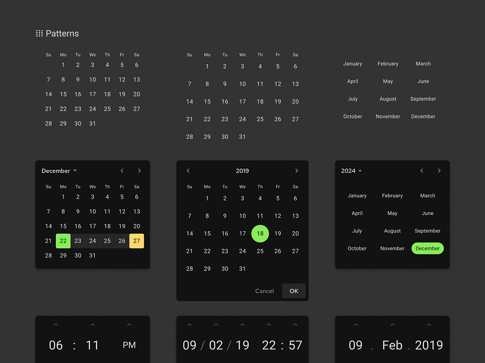 Material Design Datepicker UI by Roman Kamushken on Dribbble