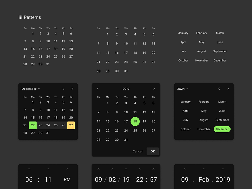 Material Design Datepicker UI by Roman Kamushken on Dribbble