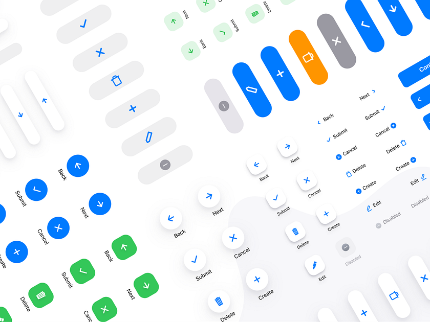 iOS buttons components - Rounded, Link and Pill Buttons by Roman ...