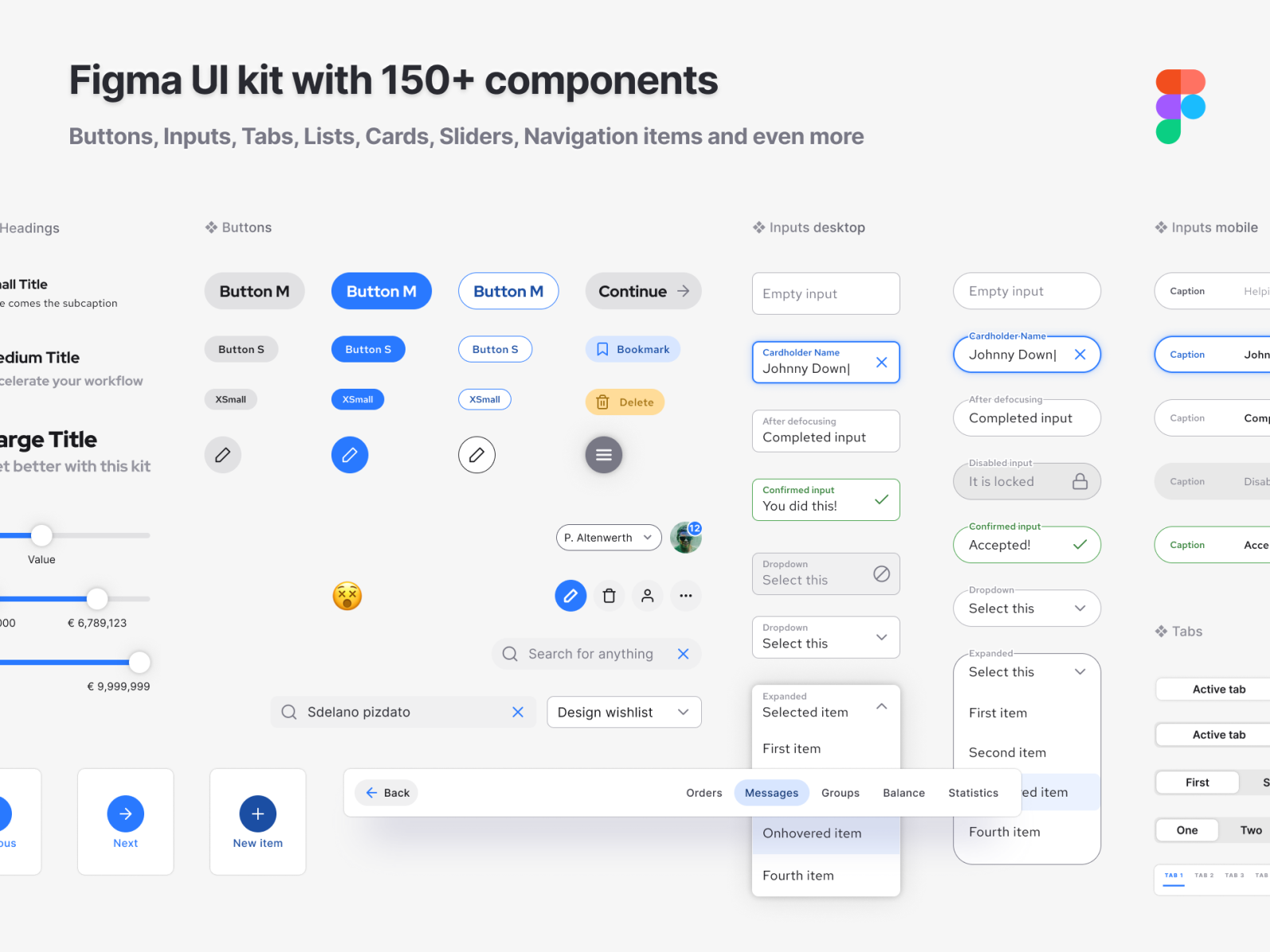 Figma Components Library Buttons Inputs Tabs And More By Roman 