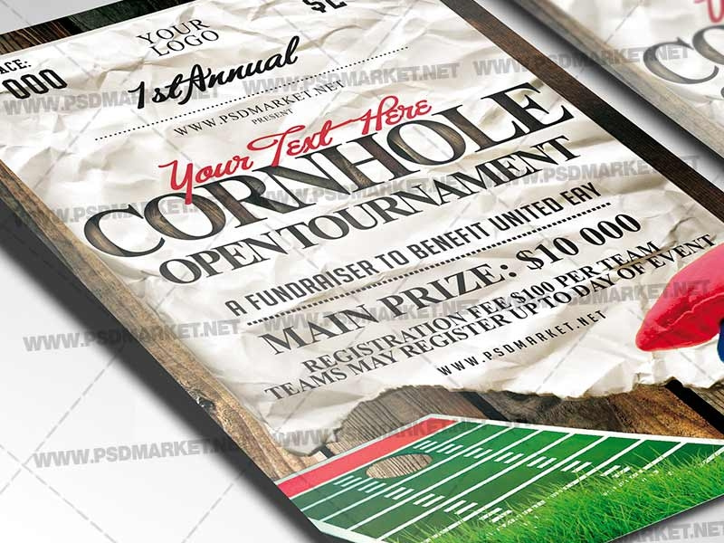 Cornhole Tournament Event Flyer - PSD Template by PSD market on Dribbble