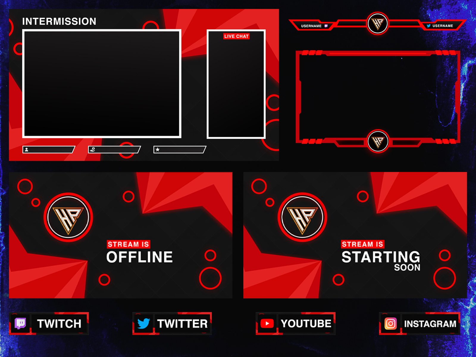 Free Red Stream Overlay Template Download By Logo Intro Twitch GFX 