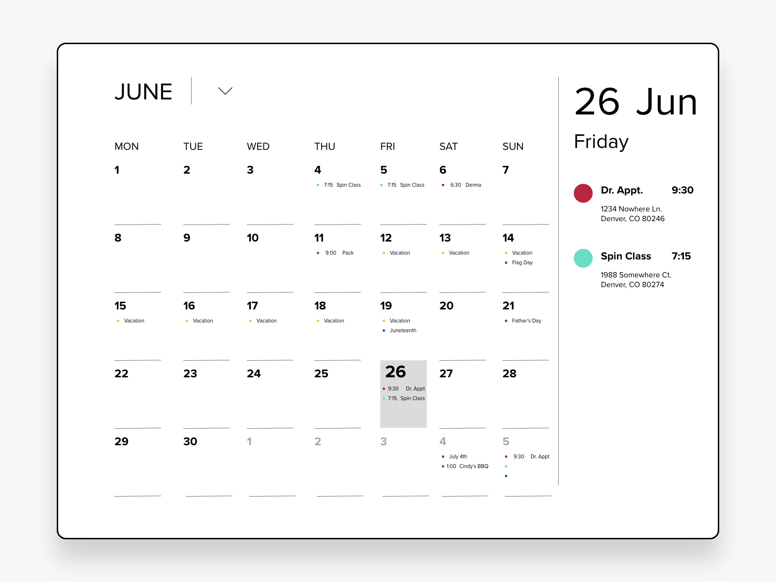 Calendar By Scott Conover On Dribbble
