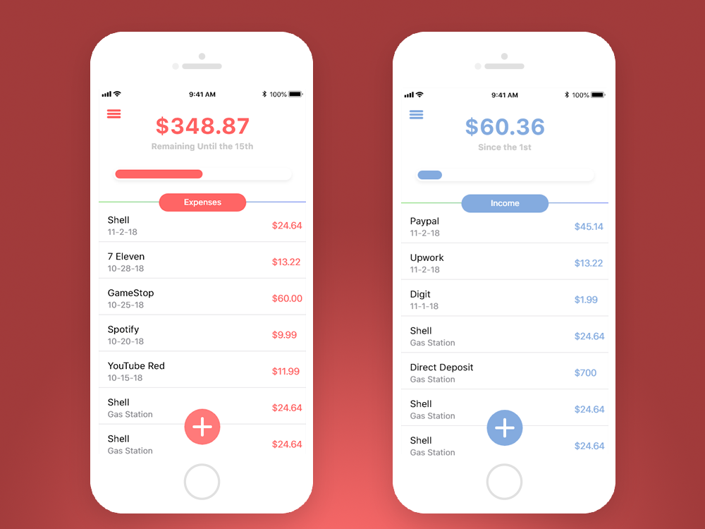 iOS Expense App by Robert K on Dribbble